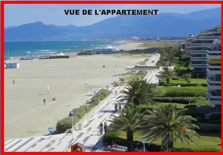 T3  Classé 2* -Vue Mer 180° -Plage à 10m-parking - Canet-en-Roussillon