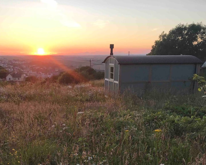 Shepherd’s Hut With Sunset View In Wild Meadow - Salcombe