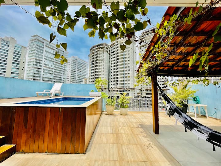 Charmosa Cobertura-praia Das Astúrias Com Piscina - Guarujá