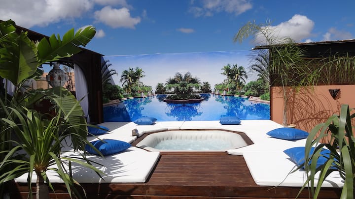 100m2 Terrasse Privée Toît,jacuzzi,piscine,hammam - Marrakech