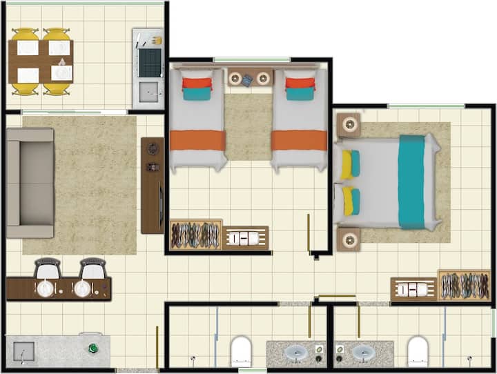 Enjoy - Ap. Para Até 8 Pessoas Com 2 Quartos - Olímpia