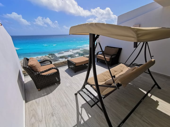 Penthouse Frente A La Playa Con Terraza Privada - Cancún