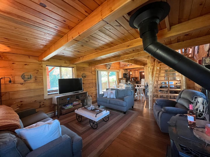 Lincoln Log Cabin Perched Along The Jump River. - Wisconsin