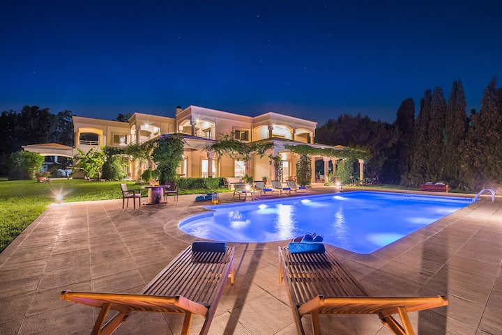 7br Estate • Heated Pool, Games & Sea View - Rhodes