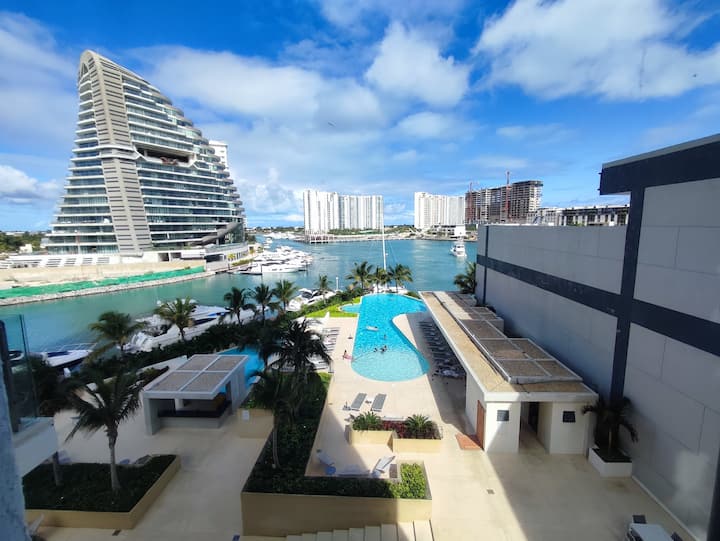 Top/premium Condo/2br/vista Marina/balcón/pool/zh - Cancún