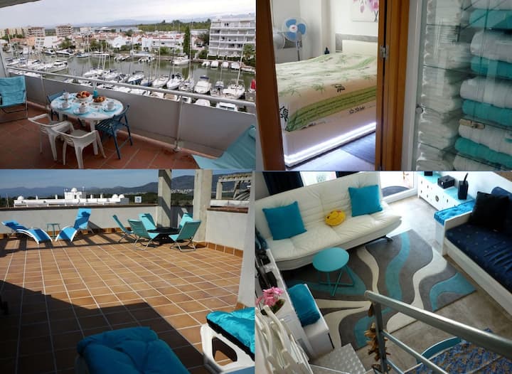 Penthouse Luxe Calme Terrasse Vue Marina Plages - Roses