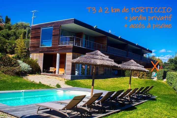 Porticcio T3 Moderne Avec Jardin Privé Et Piscine - Plage de Porticcio