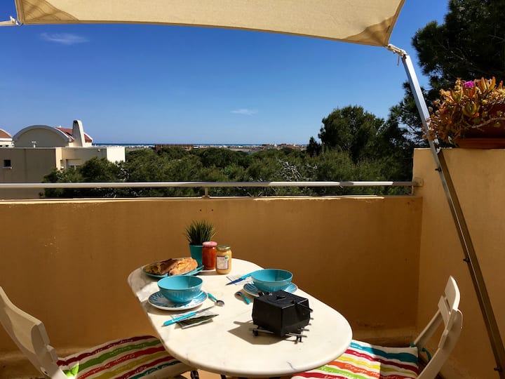 Appartement Cosy Vue Mer Avec Terrasse - Gruissan