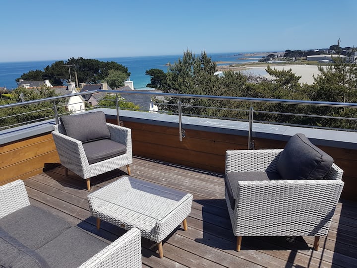 Villa Cosy **** Avec Vue Sur Mer Et Piscine - Penvénan