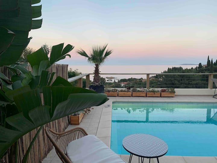 Vue Mer 180°, Piscine Chauffée, Plage 5mn à Pieds. - Bormes-les-Mimosas