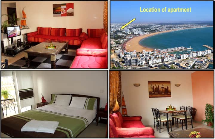 Appartement Au Centre Agadir+clime+plage 3min Taxi - Agadir