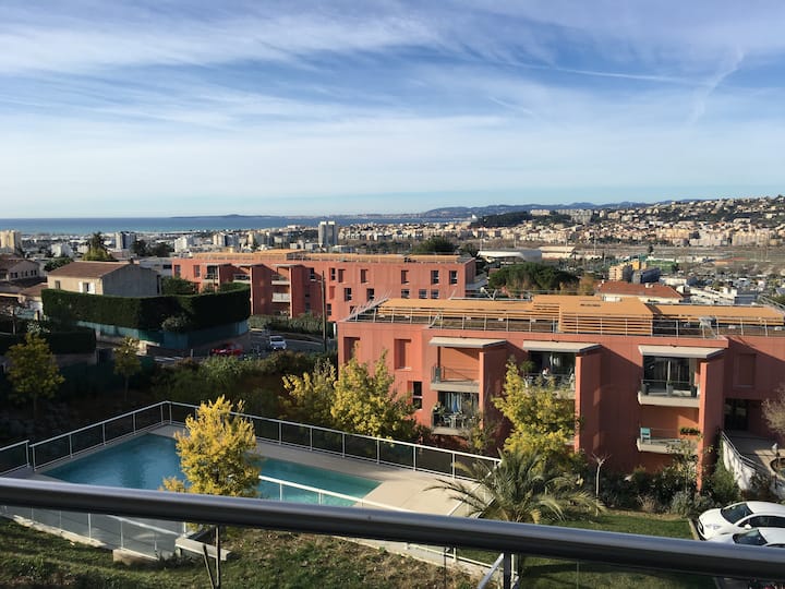 Nice Bay - Nice Apartment With Sea View And Pool! - Cagnes-sur-Mer