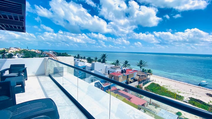 Equipped Apt. In The Center With Ocean View - Puerto Morelos