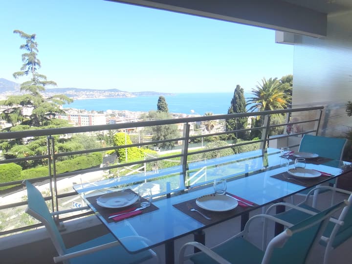 Nice Ouest, Magnificent Air-conditioned 2 P / Wifi With Large Terrace Facing The Sea - Nice