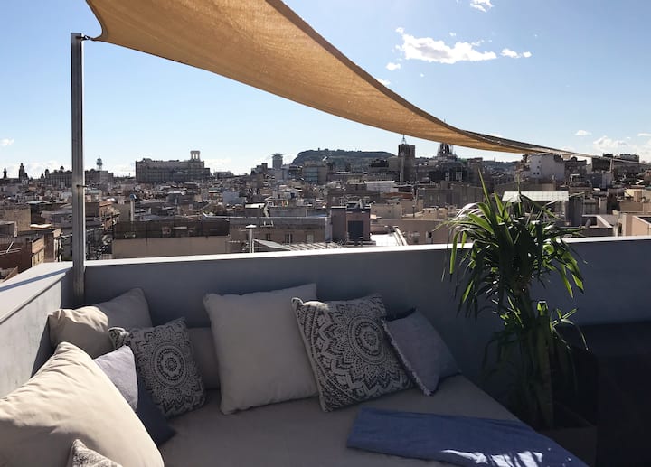 Penthouse - Private Terrace - Long Stay +1month - Barcelona