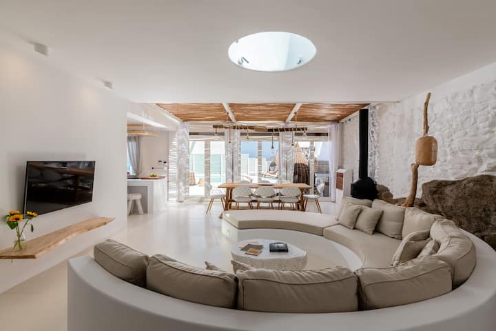Ocean View Villa Mykonos Center 3 Min Walk To Town - Mykonos