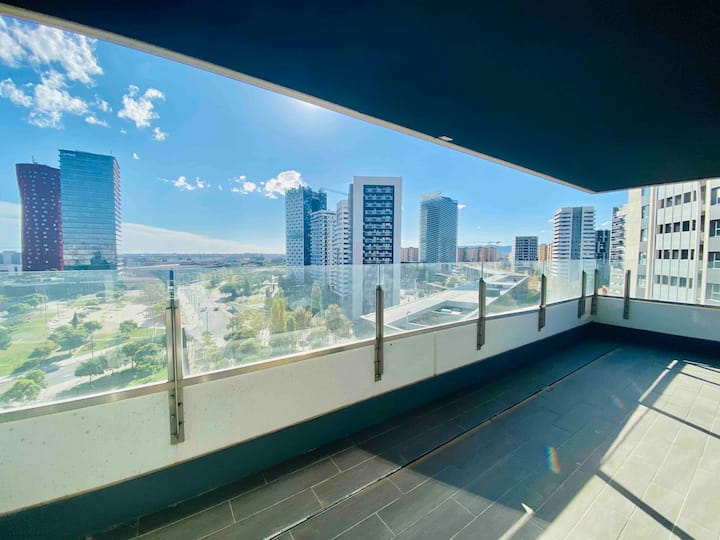 Huge 9th Floor Apt. With Terrace In Fira Gran Via - L'Hospitalet de Llobregat
