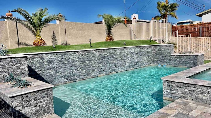 Paradise Oasis | Waterfall Heatable Pool & Spa - Lake Havasu City, AZ