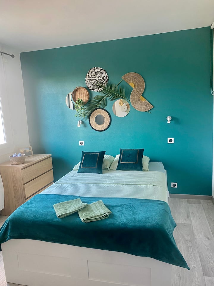 Chambre Privée Verte - Appartement Lumineux 85m2 - Albi