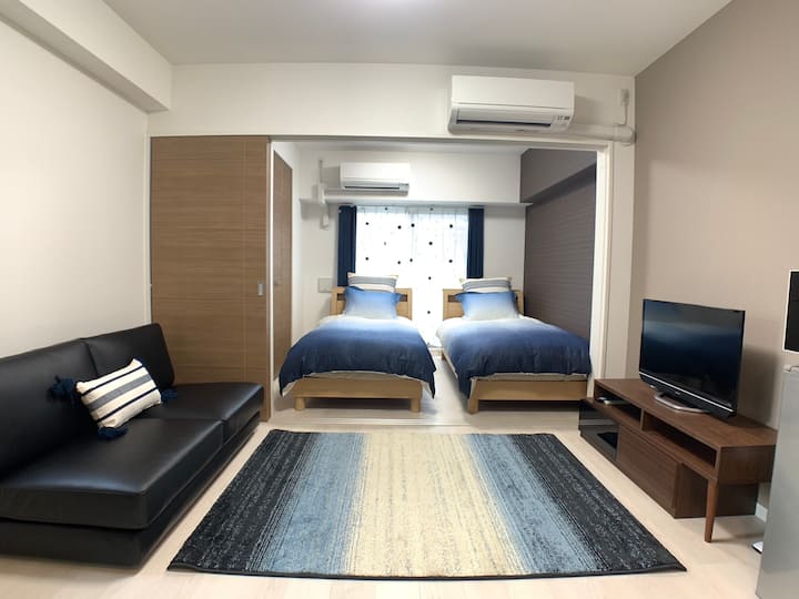 【步行心斋桥&道顿堀&难波5-10分】& 黑門市場1分 高級公寓日本橋車站 1br  1401 - Osaka