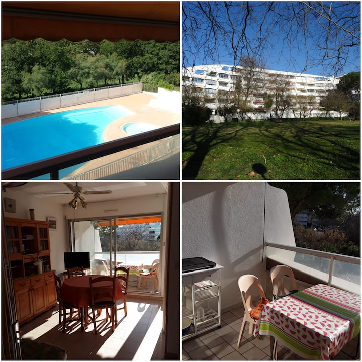 2 Pieces Au Couchant Parking Privé, Piscine, Plage - La Grande-Motte