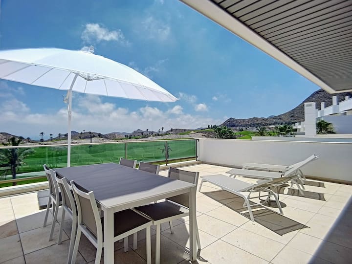 4202-bel Apt Avec Terrasse 1ière Ligne De Golf - Pulpí