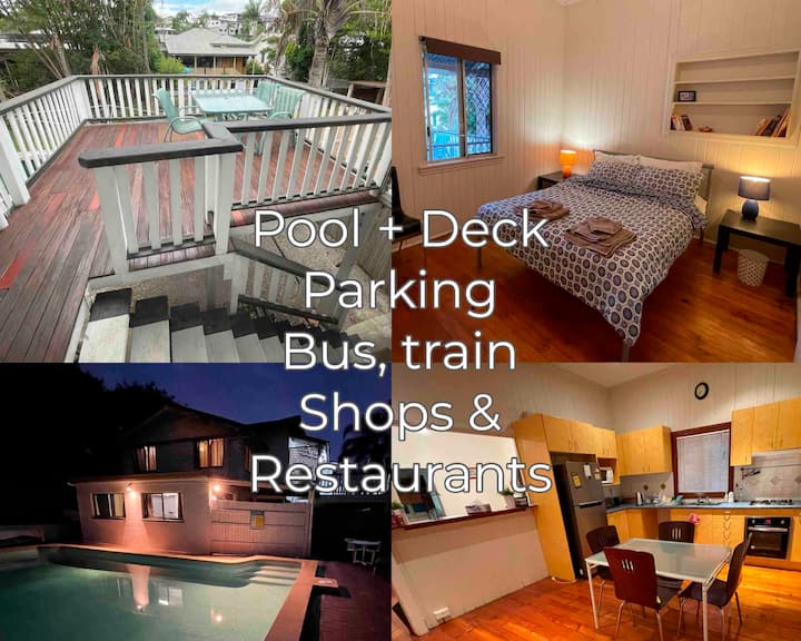 Large House 9m Pool Stroll Restaurants, Train, Bus - Brisbane