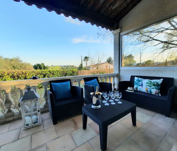 Villa Calme💙9km Plages De Cannes Parking Securise - Grasse