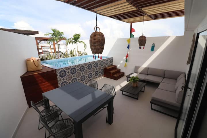 Ph 2 Bd + Private Rooftop &Pool /Aldea Zama - Tulum