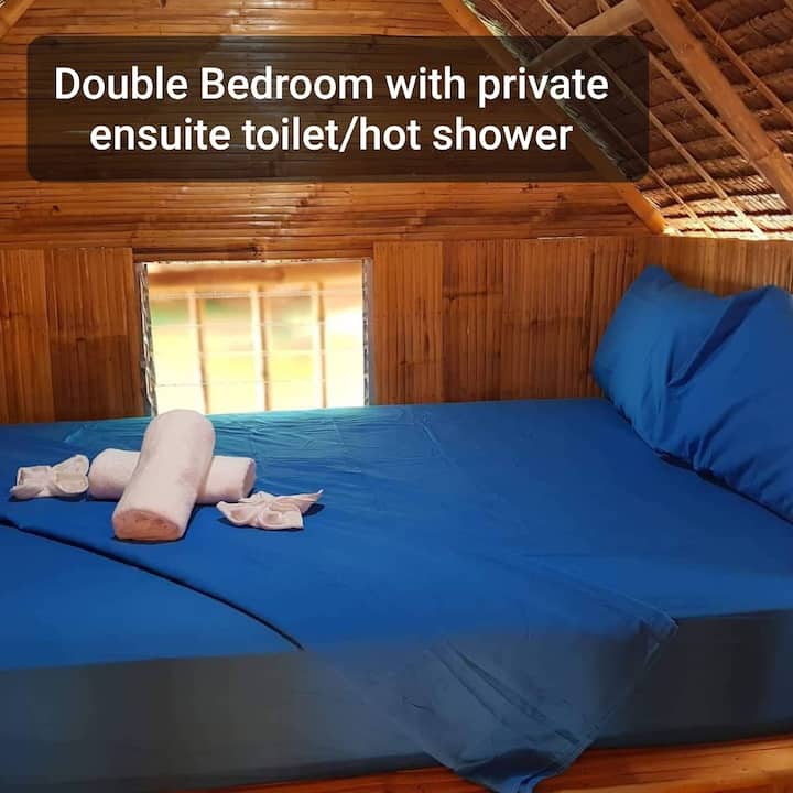 Double Bamboo Room Private Ensuite Toilet Shower - Moalboal