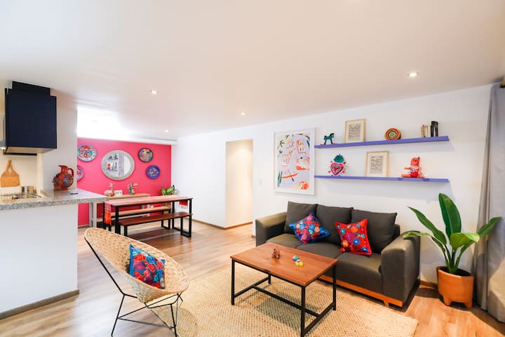 Apartment 98 M² | 2 Bedrooms+wi-fi+tv+gym+queenbed - Mexico City