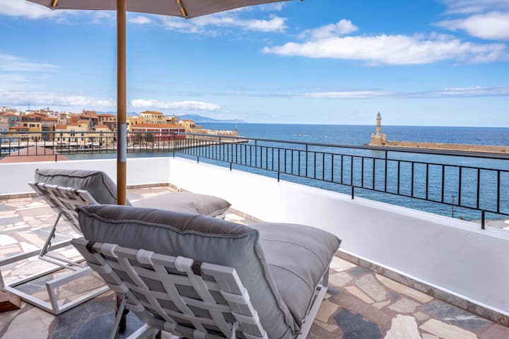 Seaview Hotel Room With Terrace On The Old Harbour - Chania