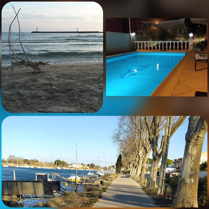 Au Cœur De L'eau, Charmant T2, 4 Pers Avec Piscine - Le Grau d'Agde