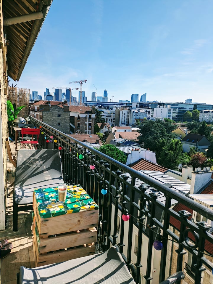 Cocon Lumineux - Balcon & Vue - 15min Paris - La Garenne-Colombes