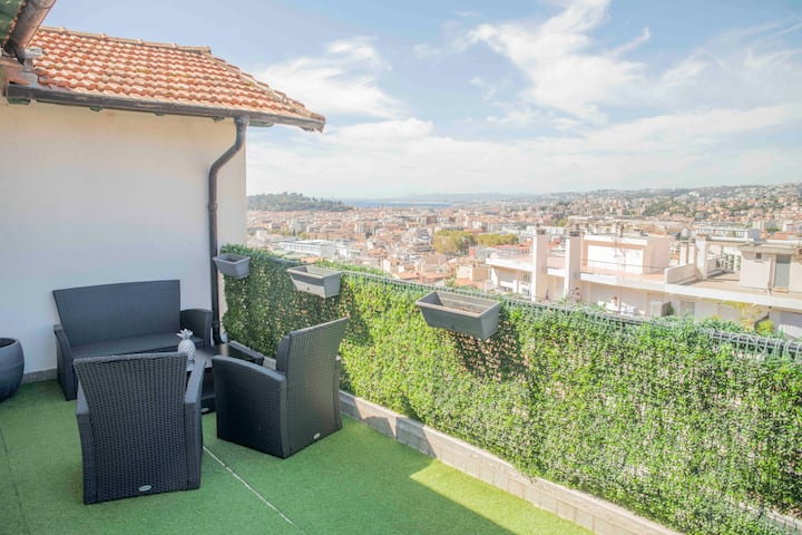 3 Pièces, Terrasse, Parking, Vue Panoramique - Nizza