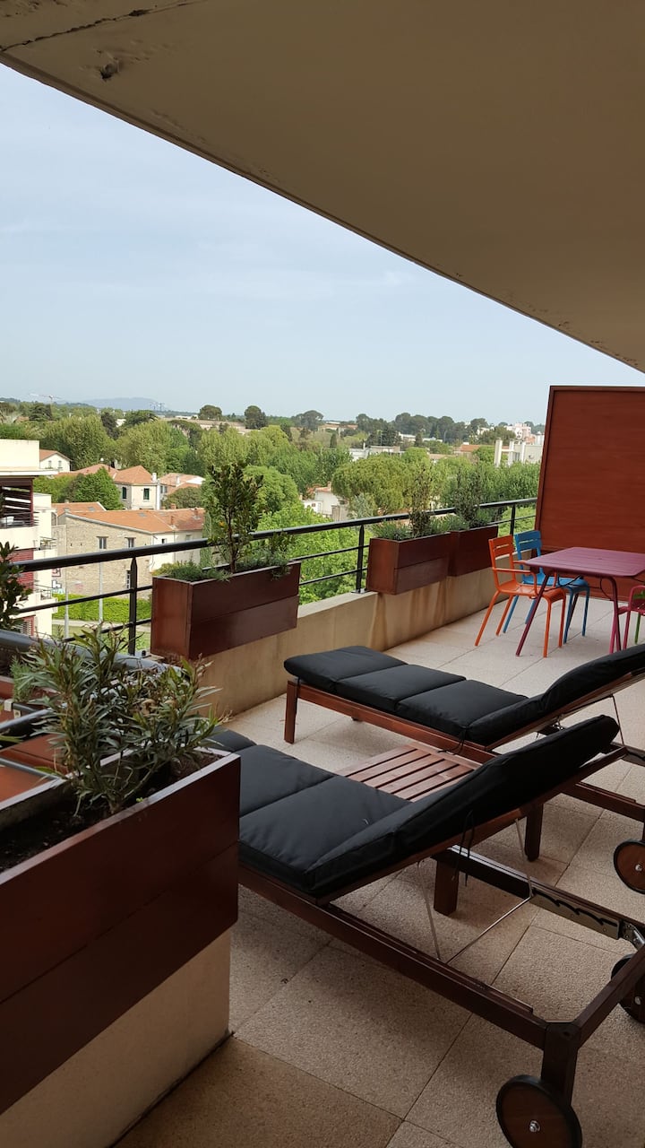 ☀️T3 De Charme☀️avec Vue☀️ Garage🚙,terrasse❤clim❄ - Montpellier
