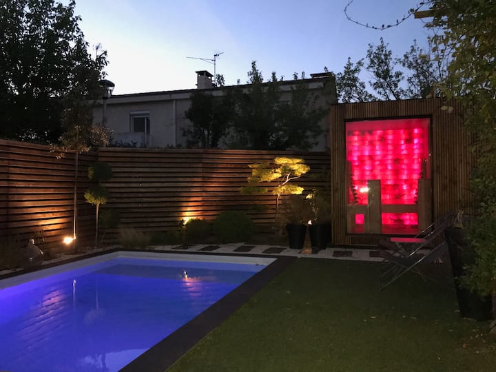 Maison Design Toulouse Jardin  Zen Piscine Sauna - Saint-Alban, France