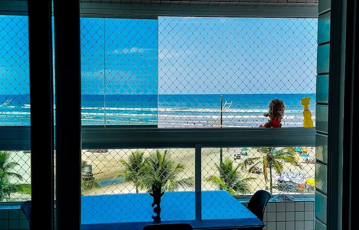 Apto Frente Mar Com Tela De Proteção - Praia Grande