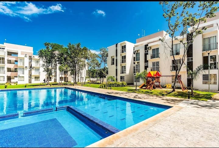 Mar Y Ola Luminoso Departamento Con Alberca - Cancún