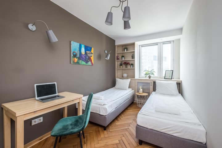 New 2 Bedrooms/4people Tropic Apartment In Center - Warsaw