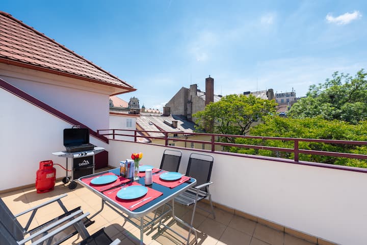 Large Duplex Apartment With A Sunny Terrace - Prague