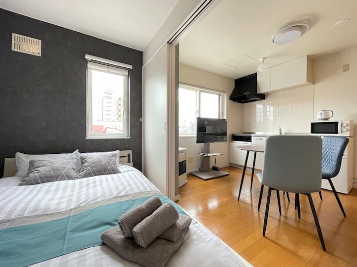 One Connecting Bus From The Airport! 5-minute Walk From The Station / Star Grace Kita 23-jo, [305] Double Bed Apartment - Sapporo