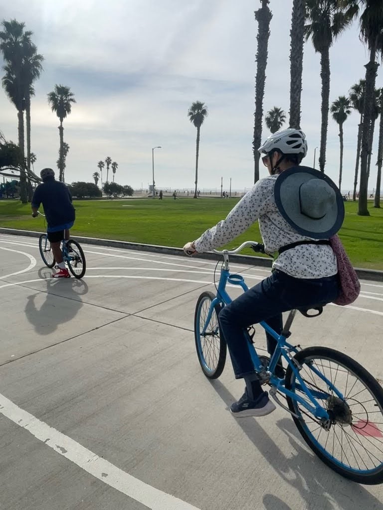 Adult Learn-To-Ride Bicycle class at the beach