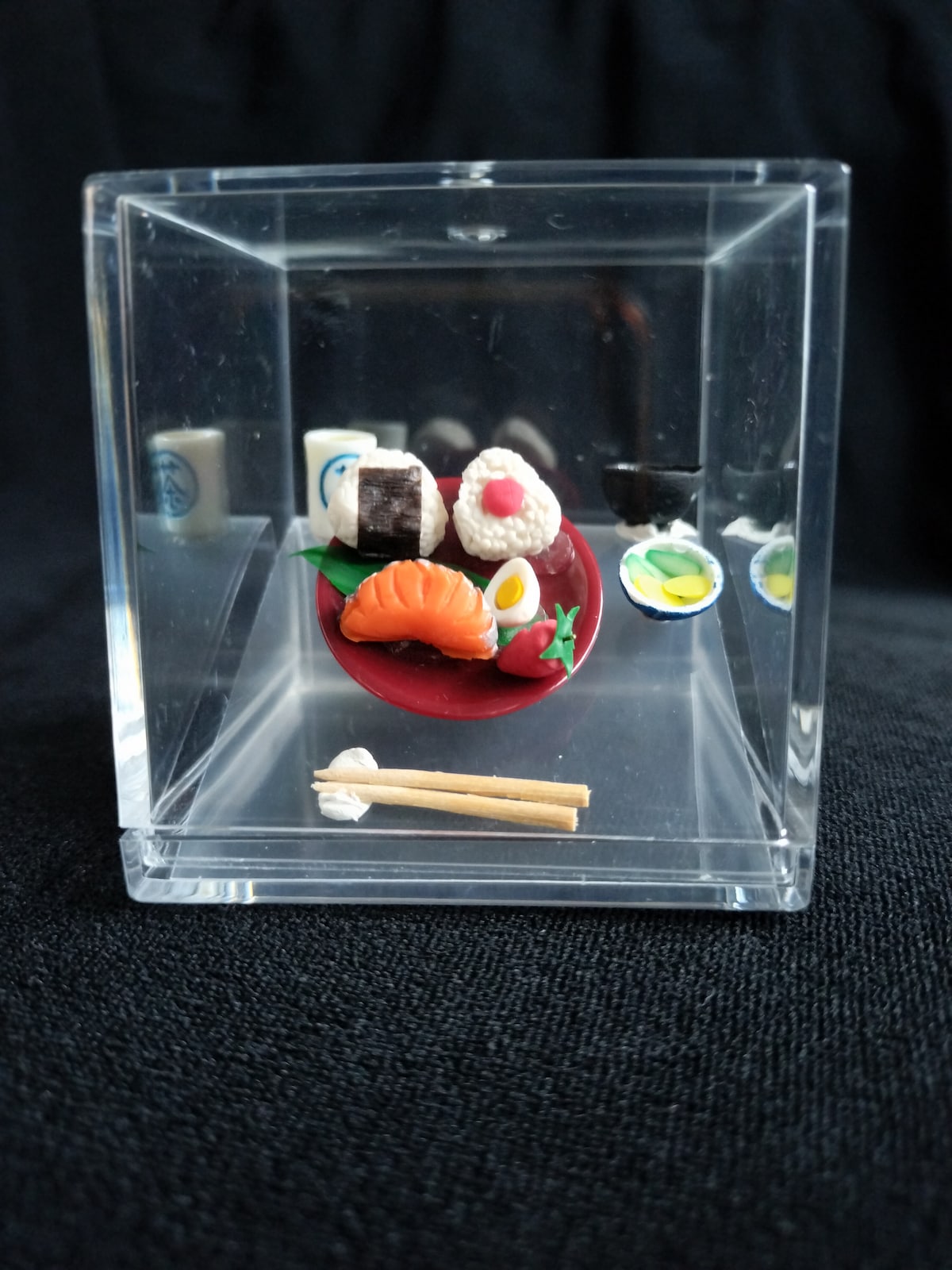 Create a miniature Japanese soul food 'onigiri set meal' with resin and ...