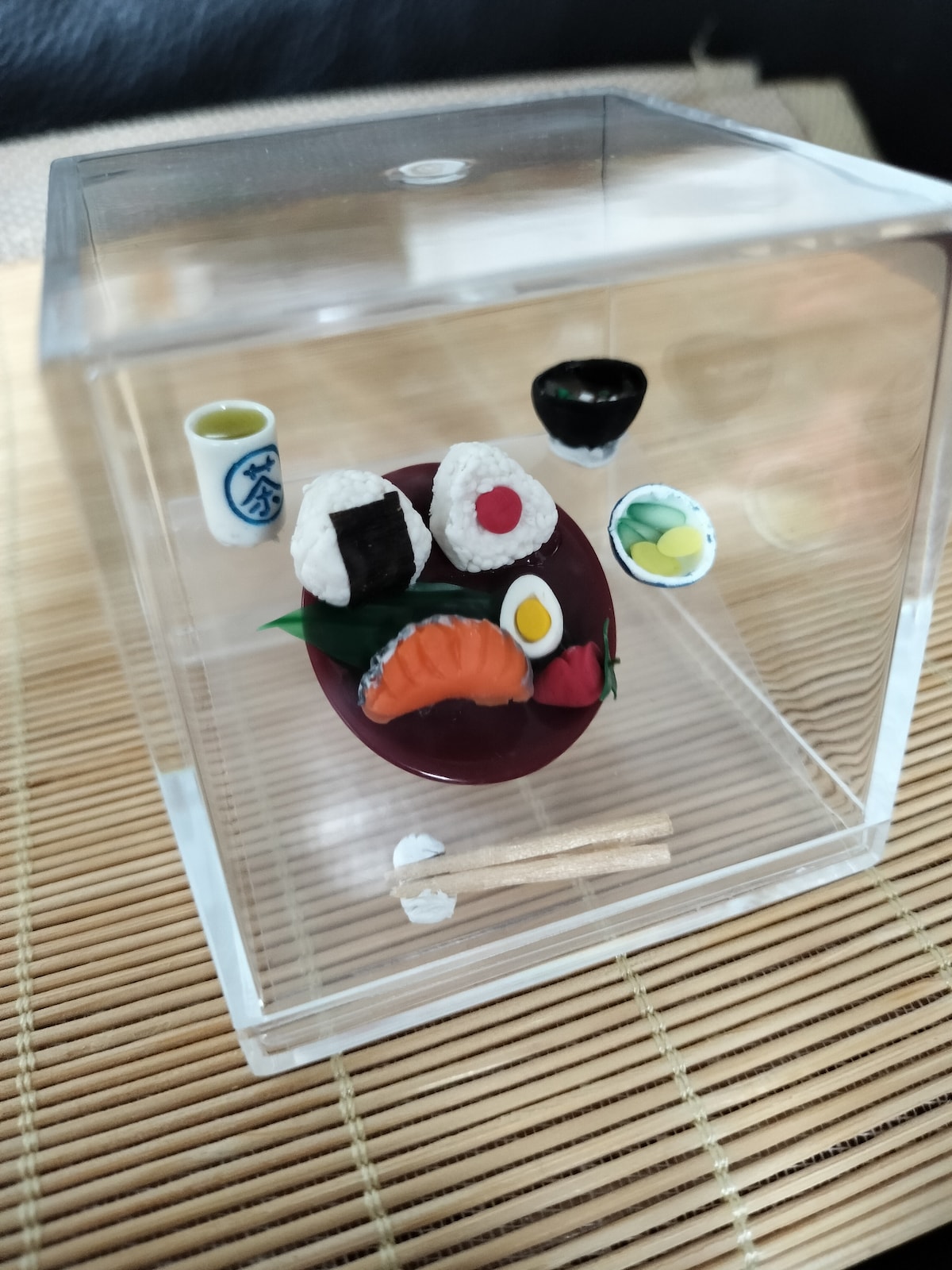 Create a miniature Japanese soul food 'onigiri set meal' with resin and ...