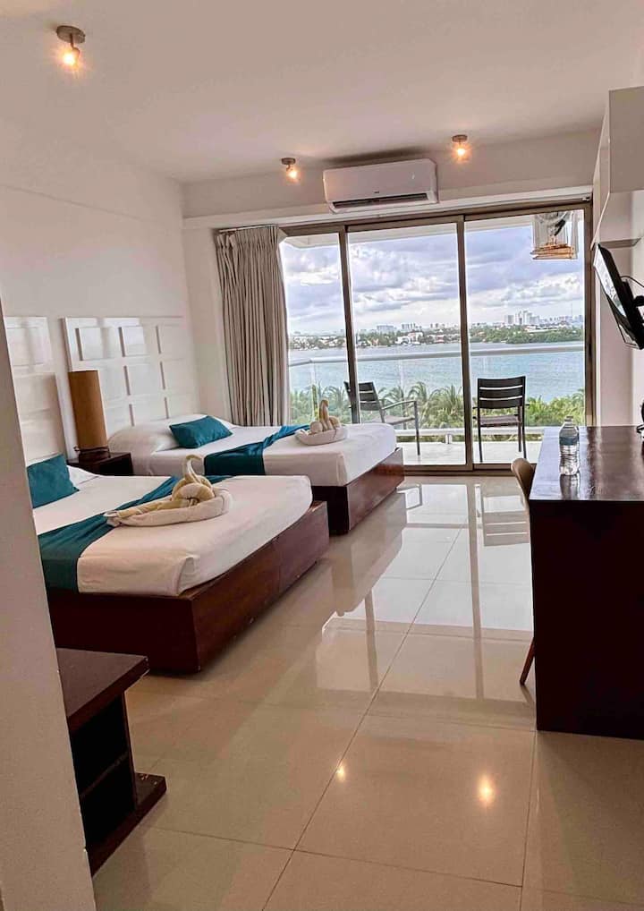 Loft A Pie De Playa Vista A Laguna 4 Pax 5f - Cancún