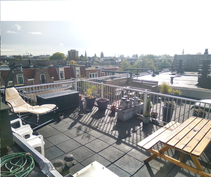 Sunny Flat: Two Rooftops, Projector, Sauna & Wifi - Ámsterdam