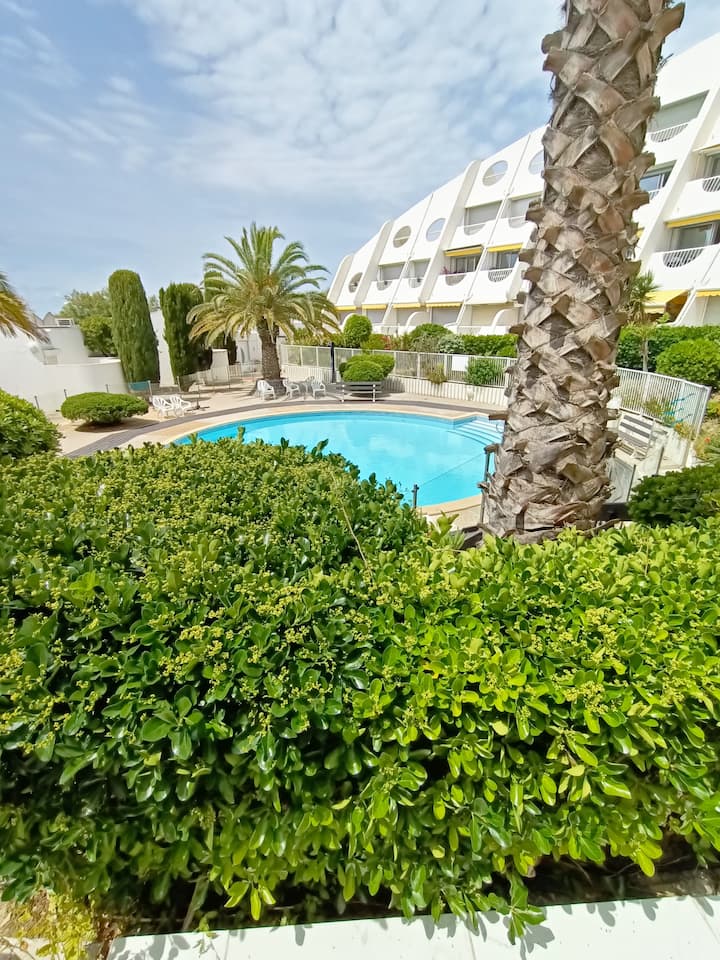 Studio 55 Garage Wifi Terrasse Vue Piscine Clim - La Grande-Motte