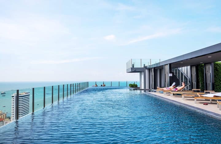 T6泰国芭提雅the Base两居步行可到海边 位于芭提雅市中心 带网红无边泳池 - Pattaya City