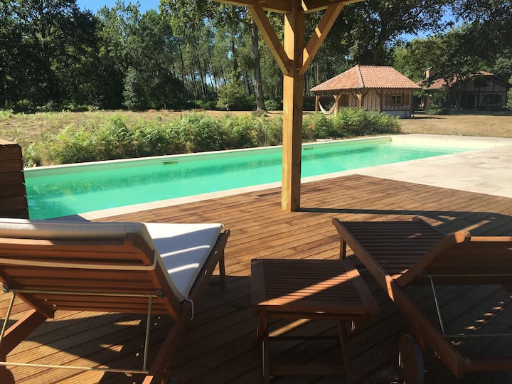 Belle Maison Familiale Landaise Avec Piscine - Linxe